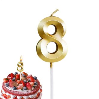 Generic Goldene Geburtstagskerzen Zahlen - 0 bis 9 Cake Topper Kerzen | Ungiftige rauchlose Party-Dekoration Kerzen zum Geburtstag, Hochzeit, Abschluss, Jubil