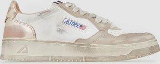 Autry Baskets Medaliste Cuir Blanc Platine, Collection Super Vintage