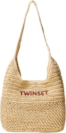 Twinset Femme, Sacs, Beige, Taille: ONE Size Hobo Raffia Bag