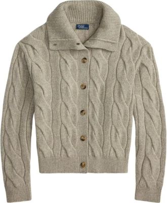 Polo Ralph Lauren Femme, Pulls, Gris, Taille: 44 FR Long Sleeve Crew Neck Cardigan