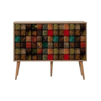 Dmora Kommode Nunki, Wohnzimmerbuffet, Wohnzimmer-Sideboard, Moderne K&uuml;chen-Speisekammer, 120x36h90 cm, Eiche und Multicolor