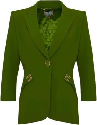 Elisabetta Franchi Femme, Vestes, Vert, Taille: 40 FR Veste en Cr&ecirc;pe Double Stretch