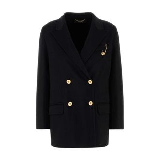 Versace Doppelreihiger Blazer aus Wollmischung mit Sicherheitsnadel-Detail - - Jackets - Damen - Schwarzk - S