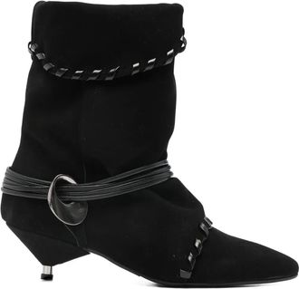 Gis&egrave;l moir&egrave; Ariel woven strap boots - Schwarz