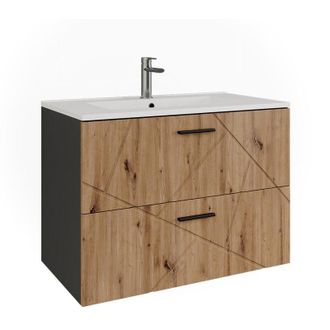 Vicco Ensemble de meubles de salle de bains Irma, Anthracite/Artisan, 2 pièces, Vicco