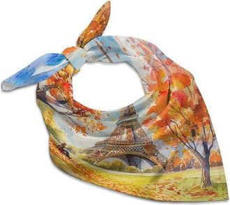 Generic Écharpe carrée en soie aquarelle Tour Eiffel légère pour lautomne Paris Foulard pour cheveux respirant Cadeaux pour femmes et hommes, multicolore, 60x