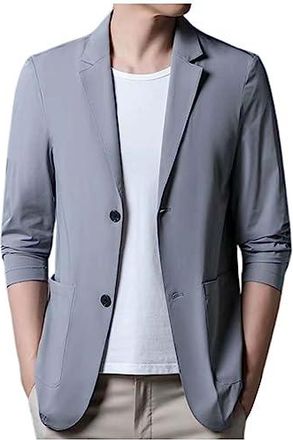 Generic Hommes Mode Printemps et &Eacute;t&eacute; D&eacute;contract&eacute; Manches Courtes Revers Mince Costume Tops Ultra Mince Respirant Veste Costume Hommes, gris, XL