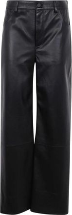 Loulou Studio Femme, Pantalons, Noir, Taille: 40 FR Pantalon Large en Cuir Figari