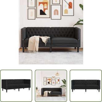 vidaXL vidaXL 2-Sitzer Sofa - Chesterfield-Sofa 2-Sitzer Schwarz Kunstleder
