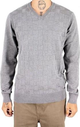 Billtornade Pull col V uni Effet Damier Dam - S Gris