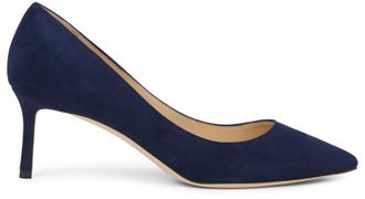 Jimmy Choo London Womens Pumps Romy 60 Navy Suede Calfskin High Heel Shoes