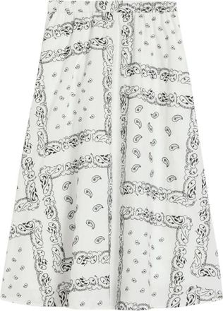 Max Mara Femme, Jupes, Blanc, Taille: 42 FR Folk Midi Skirt