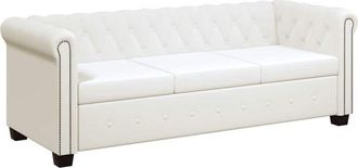 vidaXL Vidaxl - Canap&eacute; Chesterfield &agrave; 3 places cuir synth&eacute;tique blanc