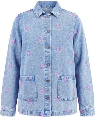 STUDIO UNTOLD Sommerjacke Jeansjacke Boxy Shape Sun-Stickerei Langarm