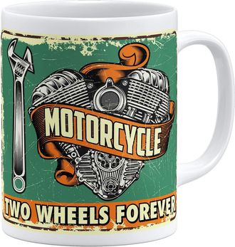 OM3 I-Love-Motorcycle Motorrad Tasse - Keramik Becher - 11oz 325ml - Beidseitig Bedruckt - Weiss