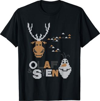 Disney Frozen Christmas Olaf And Sven Pixelated T-Shirt