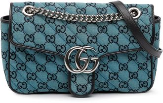 Gucci Hobo Bags - Medium GG Marmont Matelasse Diagonal GG Canvas Sho - Gr. unisize - in Blau - f&uuml;r Damen