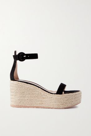 Gianvito Rossi 45 Espadrille-wedges Aus Veloursleder - Schwarz