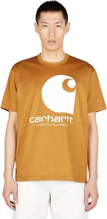 Carhartt Work in Progress Homme, Tops, Brun, Taille: M Logo Print T-Shirt