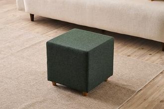 Atelier Del Sofa Stylish Green Pouffe, 40 x 40 x 40 cm | Wooden Frame, 50% Cotton/50% Polyester, 32 DNS Foam | Easy Clean Fabric, Perfect for Modern Living Spaces