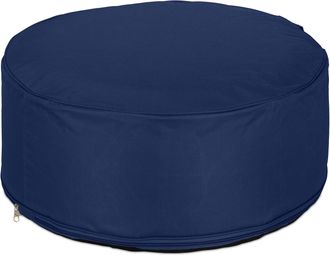 Relaxdays Aufblasbarer Hocker, Outdoor Pouf für Garten, Balkon, Camping, Sitzhocker rund, HxD: 26x56 cm, Sitzpouf, blau