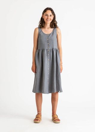 Matona Damen vegan Gathered Dress Storm Blue