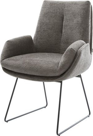 DELIFE Polsterstuhl Clea-Flex Kufengestell Schwarz Boucl&eacute; Soft Schlamm