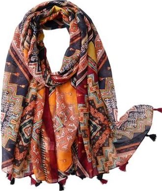 Generic &Eacute;charpe ch&acirc;le en viscose florale 180 cm pour hijab musulman, grande taille, bandeau tendance pour femme, quatre saisons, Couleur 1, taille unique