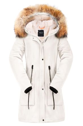 Orolay Damen-Parka mit Dickem Fleece-Futter Wintermantel Kapuzenjacke und Abnehmbarem Pelzkragen Regnerischen Tag S