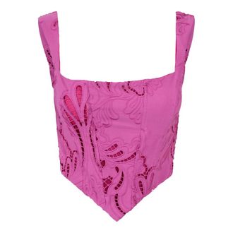 Giuseppe Di Morabito Femme, Blouses et Chemises, Rose, Taille: 36 FR Corset &agrave; col carr&eacute; en dentelle de Sangallo