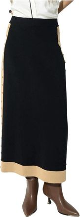 Lola Casademunt Midi-Strickrock mit Kontrastseiten - - Skirts - Damen - Schwarzk - L