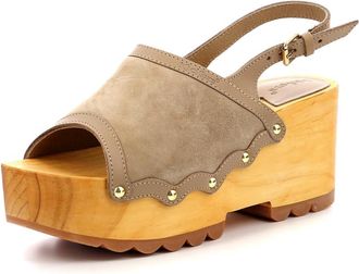 Kickers Damen Kick Wedge Wood Sandale mit Absatz, helles beige, 40 EU