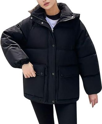 Generic Veste Courte Fourrure Femme Doudoune Legere Femme Veste à Chaude à Manches Longues Pour Femmes Couleur Unie Avec Grandes Poches Doudoune Courte Mantea