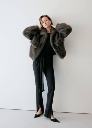 Mango Pantalon skinny fendu en bas noir - Femme - 34 - MANGO