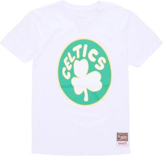 Mitchell & Ness Boston Celtics Logo Tee Hardwood Classics - - Tops - Herren - Wei&szlig; - L
