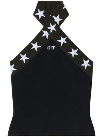 Off-white haut &agrave; d&eacute;coupe &eacute;toile - Noir