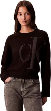 Calvin Klein Femme, Pulls, Noir, Taille: 38 FR Pulls &agrave; col rond