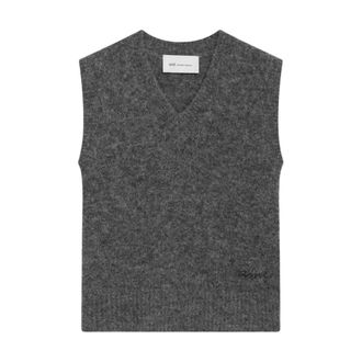 Ami &Auml;rmelloser Pullover mit Logo - - Knitwear - Damen - Grau - XS