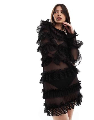 OW Collection Grace - Robe courte à manches longues - Noir