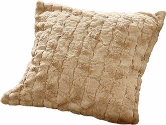 Loberon Kissenhülle Dorelice - Elegantes Cremeweiß, Flauschiges Fellimitat, beige, gestreiftes Muster - Polyester, beige