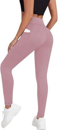Generic Legging de yoga taille haute pour femme - Legging de sport pour femme - Legging de contr&ocirc;le du ventre avec poches - Pantalon de yoga &eacute;lastique doux - 