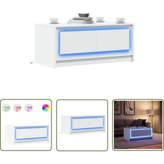 vidaXL The Living Store - vidaXL LED-Couchtisch Wei&szlig; Holzwerkstoff