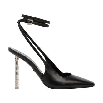 GCDS Slingback mit Logo-Kettendetail aus Leder - - Shoes - Damen - Schwarzk - 36 EU