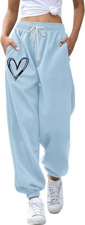 Generico Pantalon de sport pour femme dhiver pantalon de surv&ecirc;tement pour femme avec cordon de serrage taille haute pantalon coupe large pantalon avec poches d