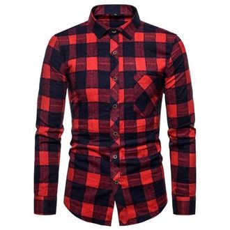 Generic Chemises habill&eacute;es &agrave; carreaux pour homme, coupe r&eacute;guli&egrave;re, formelles, manches longues, flanelle, d&eacute;contract&eacute;es, &agrave; carreaux tartan, chemises de b&ucirc;chero