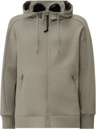 C.P. Company C.p. Company, Homme, Sweatshirts et sweats &agrave; capuche, Gris, Taille: 2XL SweaT-shirt &agrave; capuche avec lunettes en diagonale en molleton gratt&eacute;