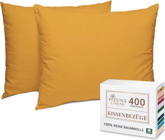 Pizuna Luxuri&ouml;ser Soft-Satin 2er Pack Kissenbezug 70 x 90 cm Honiggold, 400 Fadenzahl Baumwolle Kissenbez&uuml;ge, 100% Langstapel Baumwolle Nur Kissenbezug (Honi