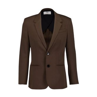 Ami Luxuri&ouml;se Wollgabardine-Jacke - - Jackets - Herren - Braun - L