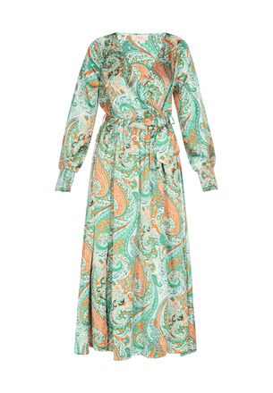 Usha Kleid Damen Gr&uuml;n Mehrfarbig