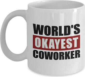IUBBKI Worlds Okayest Coworker Funny Novelty Gift Mug White 11oz